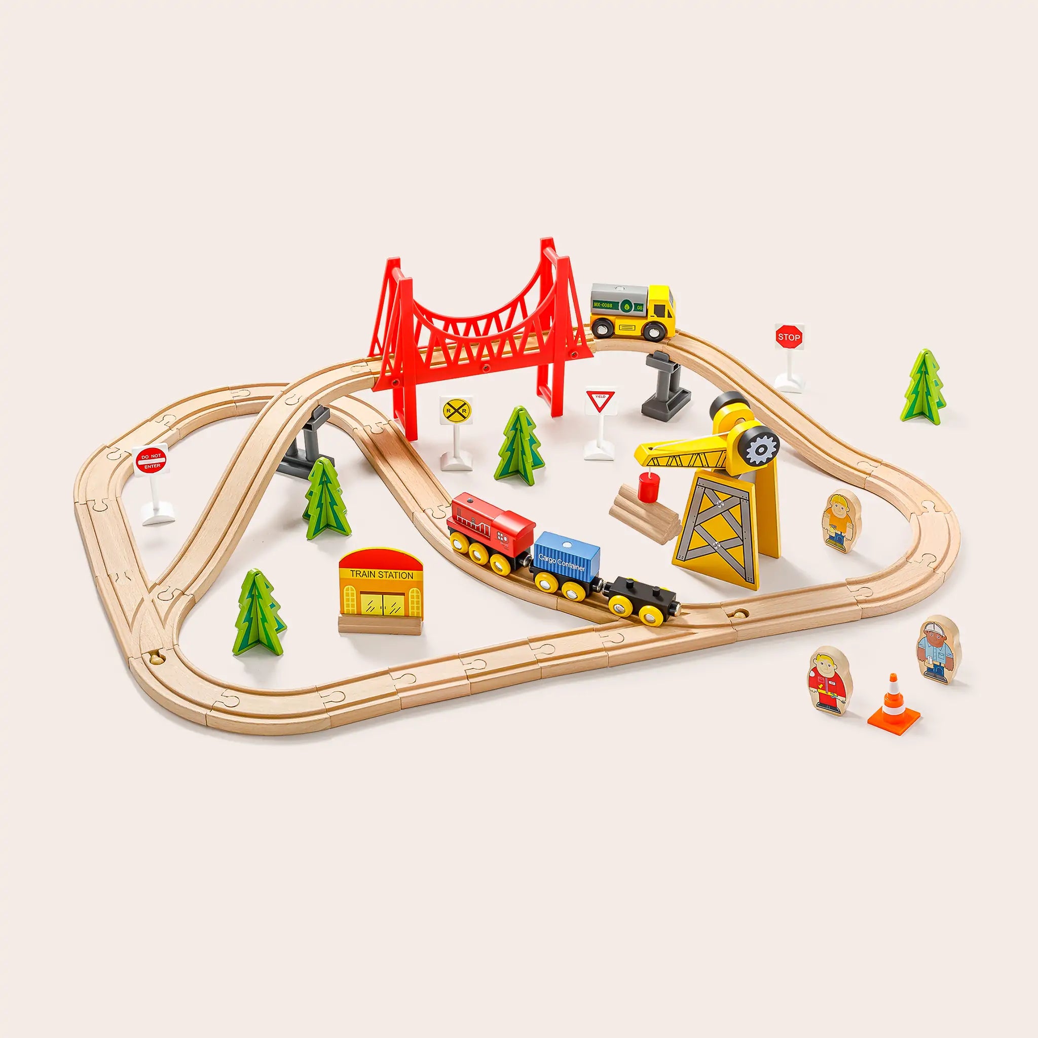 Tiny Land® Wooden Track Trains 55 Pcs – Oliver Ruffus